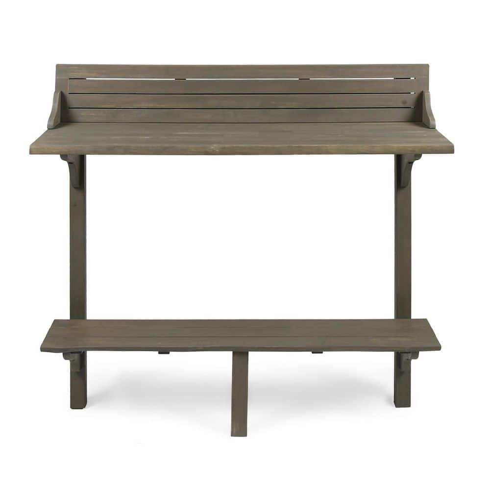 YOSIMFUR Balcony Gray Finish Acacia Wood Outdoor Bar Table DJYC-62603.00GRY - The Home Depot