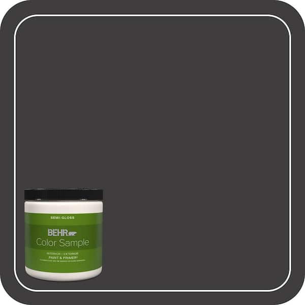BEHR PREMIUM PLUS 8 oz. #T13-3 Black Lacquer Semi-Gloss Interior ...