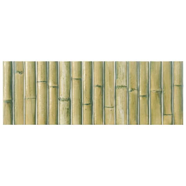 Merola Tile Bamboo Haven Matcha Green 6 in. x 12 in. Ceramic Wall Take ...