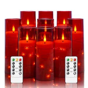 Angel Sar Red Flickering Flameless LED Candles, Battery Powered Acrylic ...