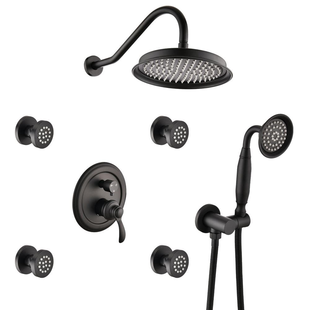 FORCLOVER 4-Spray Square High Pressure Deluxe Wall Bar Shower Kit with ...