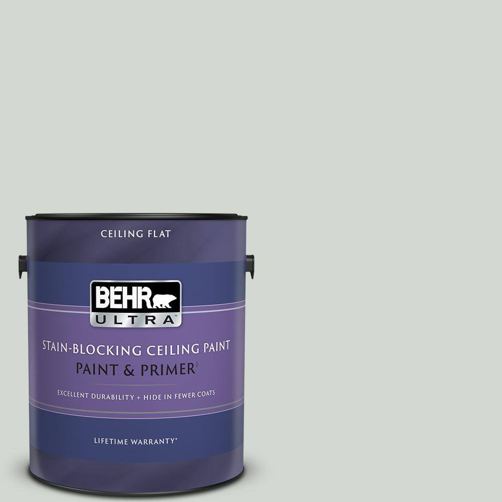 BEHR ULTRA 1 gal. #N410-2 Brook Green Ceiling Flat Interior Paint with ...