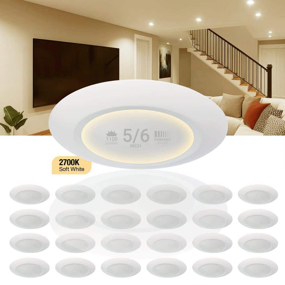 NuWatt 5/6 in. Flush Mount LED Disk Light 2700K Soft White, CRI 90 ...