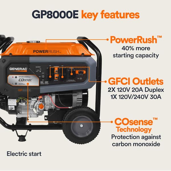 Reviews for Generac 10000 8000 Watt Gas Portable Generator with Electric Start and COSense GP8000E Pg 5 The Home Depot