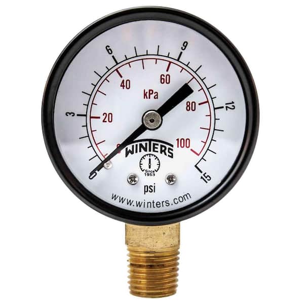 Winters Instruments 2 in. Black Steel Case Brass Internals Pressure ...