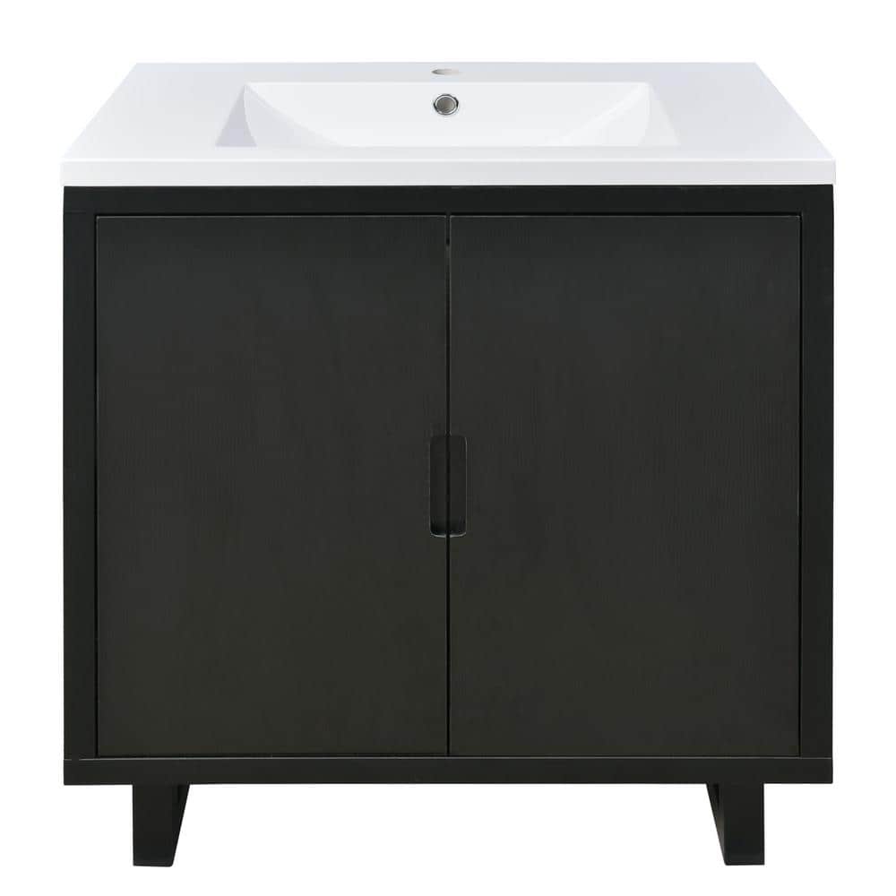 30 in. Wood Bathroom Vanity Set Black Combo Cabinet with Sink, Bathroom ...