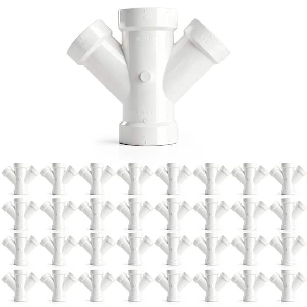 PLUMBFLEX 1-1/4 in. PVC DWV Wye Hub, White Rigid PVC Drain, Waste ...