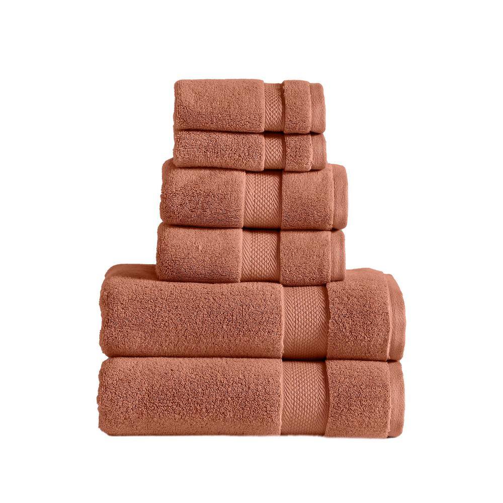 MODERN THREADS Luxury Quick Dry 6-Piece Solid Clay Cotton Towel Set ...