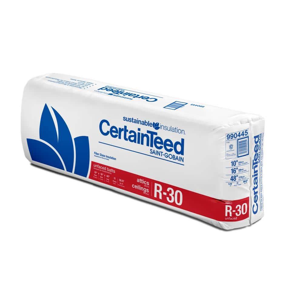 CertainTeed R30 Unfaced Fiberglass Insulation Batt 16 in. x 48 in. (11 ...