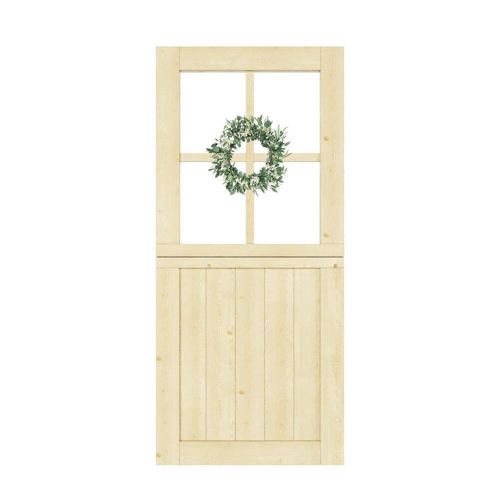 ARK DESIGN 36 in. x 80 in.Solid Pine Universal 4-Lite Clear Glass Dutch ...