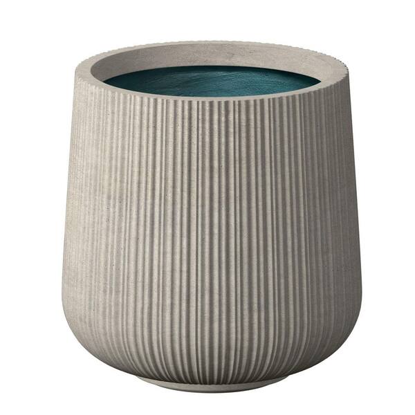 DurX-litecrete 13.5in x 11.5in Large Tall Round Concrete Planter Slate ...