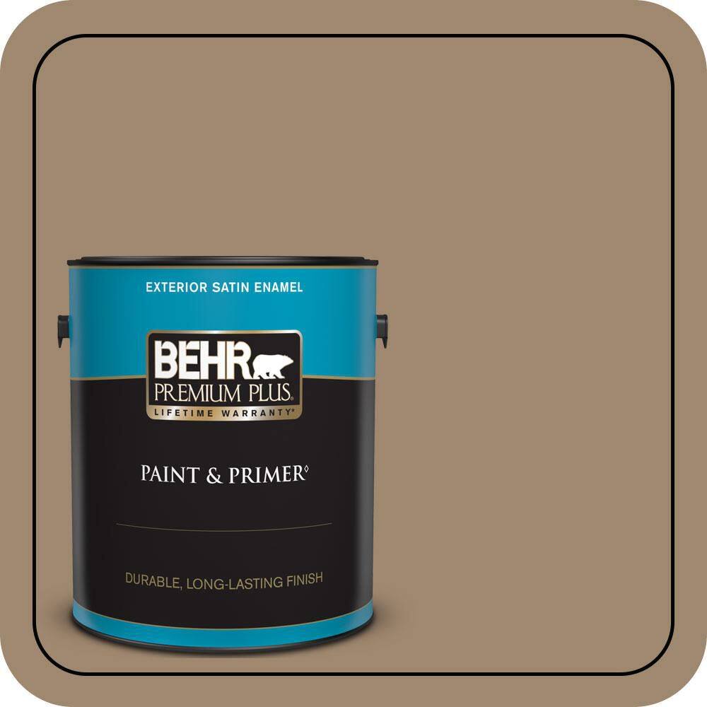 BEHR PREMIUM PLUS 1 gal. #700D-5 Toffee Crunch Satin Enamel Exterior ...