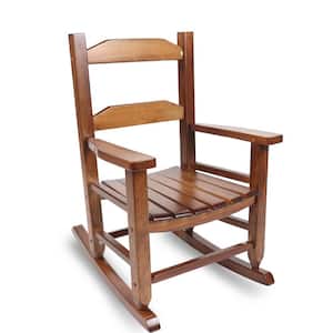 Hngilkoo Brown Wood Outdoor Rocking Chair Comfy Recliner Rocker for ...