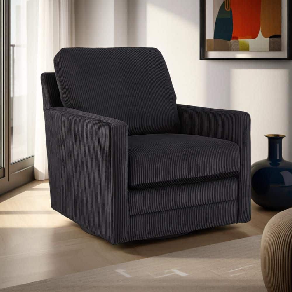 Benjara Lipo Black Polyester Accent Chair with Swivel BM327769 - The ...