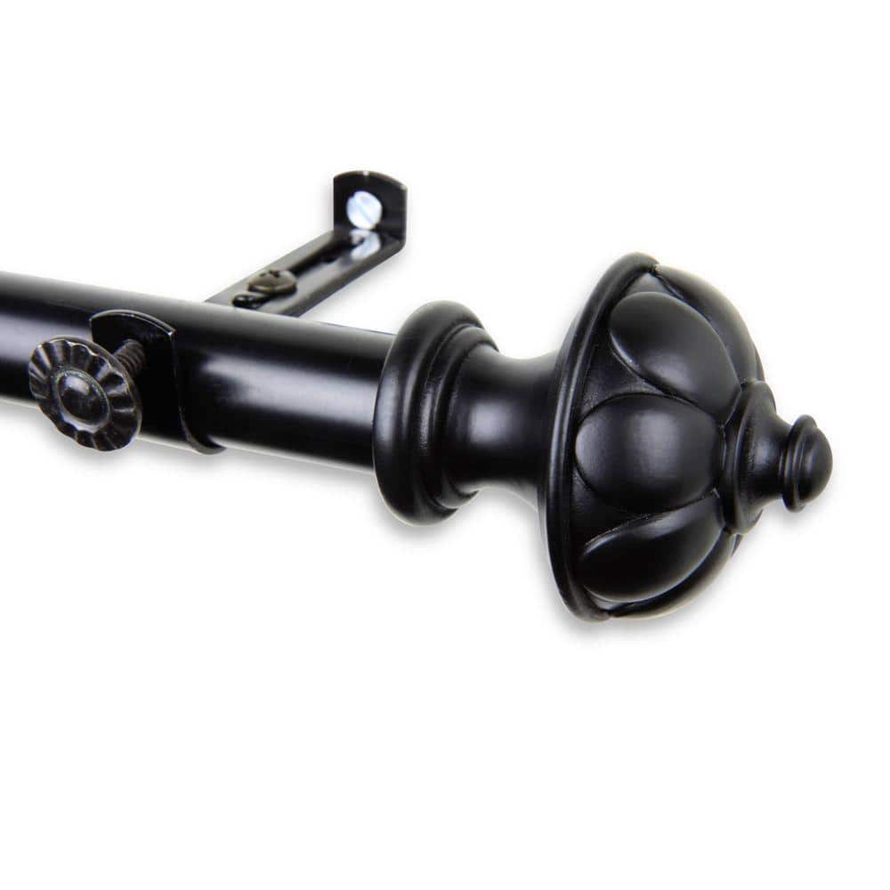 Rod Desyne 48 in. - 84 in. Telescoping Single Curtain Rod Kit in Black ...