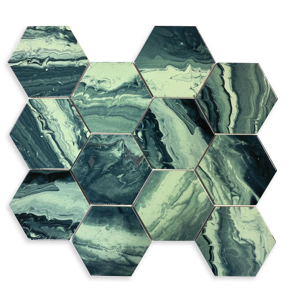 The Tile Doctor Selleny Hex Emerald 5.5 in. x 6.3 in. Glossy and Matte ...