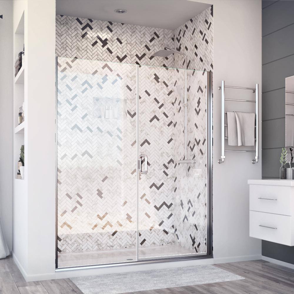 Holcam Deluxe 56 in. W x 71.375 in. H Hinged Semi-Frameless Shower Door ...