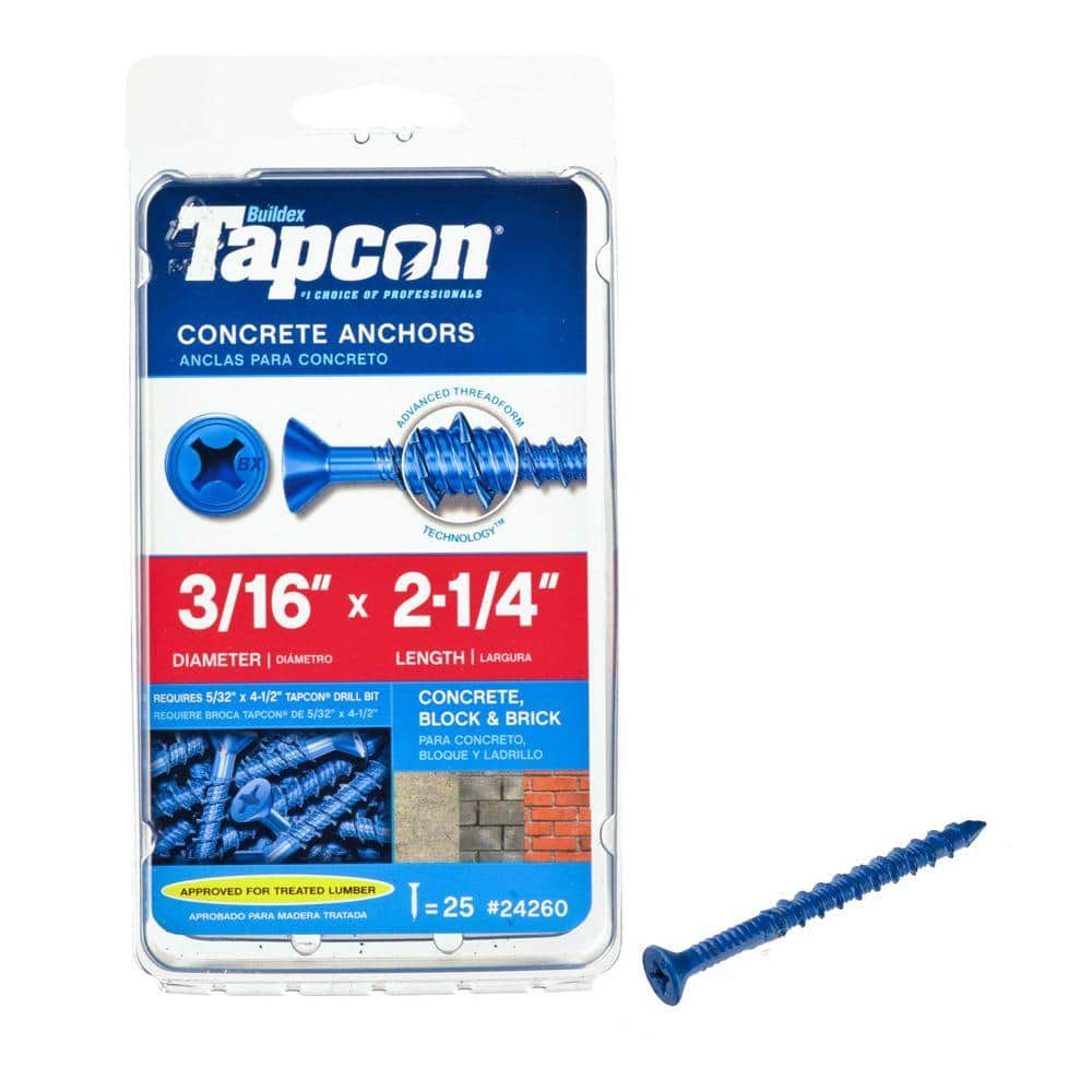 Reviews for Tapcon 3/16 in. x 2-1/4 in. Phillips-Flat-Head Concrete Anchors (25-Piece) | Pg 4 ...