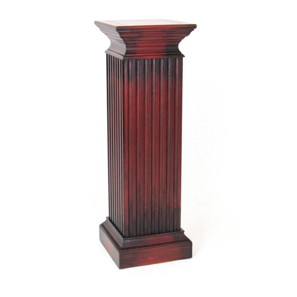 Benjara Brown Rectangular 14 in. Square Shaped Column Pedestal with ...