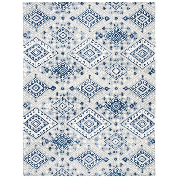SAFAVIEH Aspen 8 ft. x 10 ft. Gray/Navy Diamond Country Area Rug ...