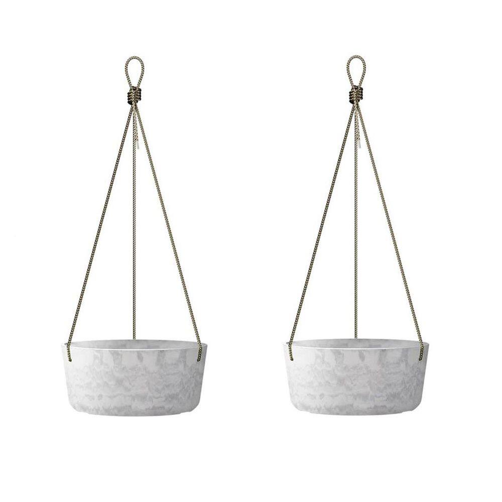 Marble 5 in. x 10.7 in. Hanging Plastic Planter for Outdoor Indoor ...