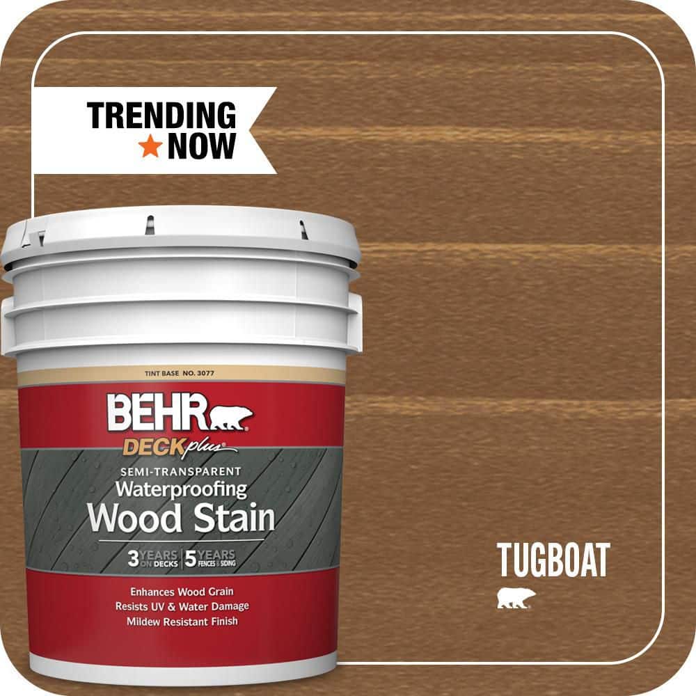 BEHR DECKplus 5 gal. #ST-141 Tugboat Semi-Transparent Waterproofing Exterior Wood Stain 307705 ...