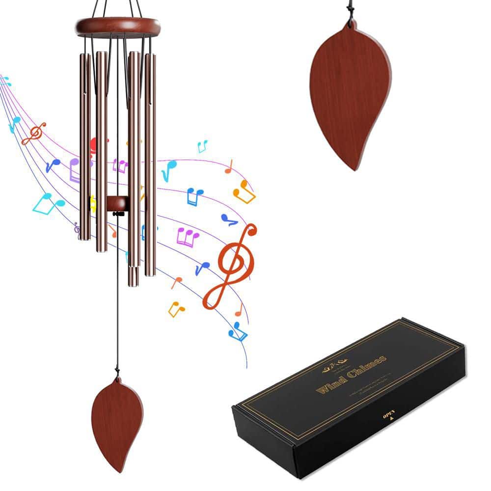 Primehome 32 in. Rose Gold Aluminum Wind Chimes - Deep Soothing Tone ...