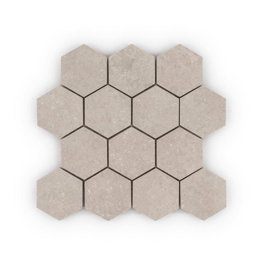Jeffrey Court 3in. Hexagon Botticino Beige 9.625in. x10.375 in ...