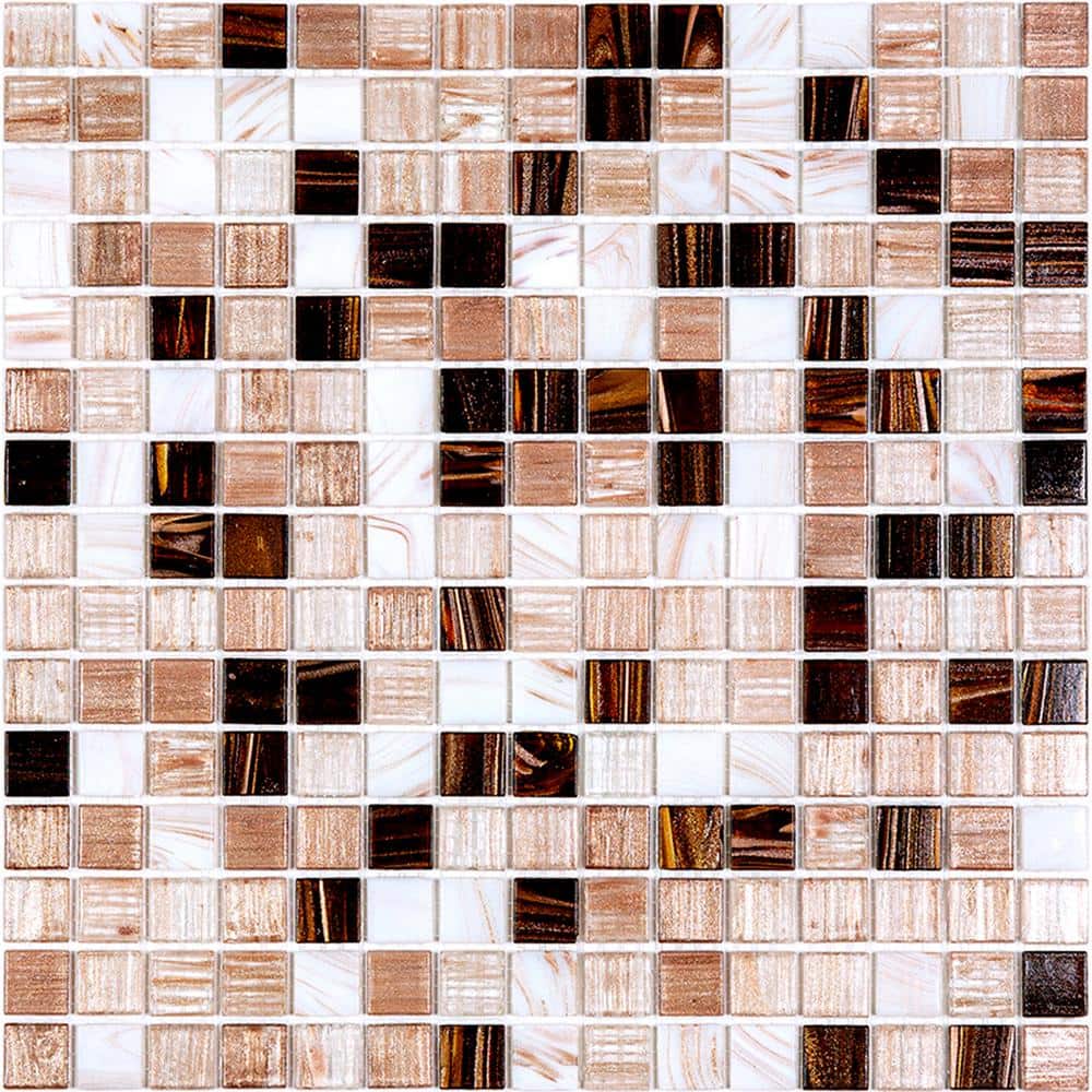 Apollo Tile Mingles 12 in. x 12 in. Glossy Shimmer Beige and Brown ...