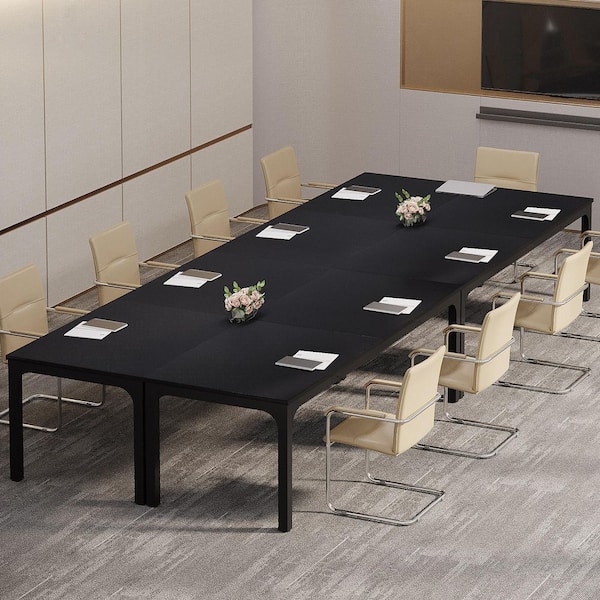 BYBLIGHT Moroni 78.7 in. Black Wood Computer Desk, Rectangular ...