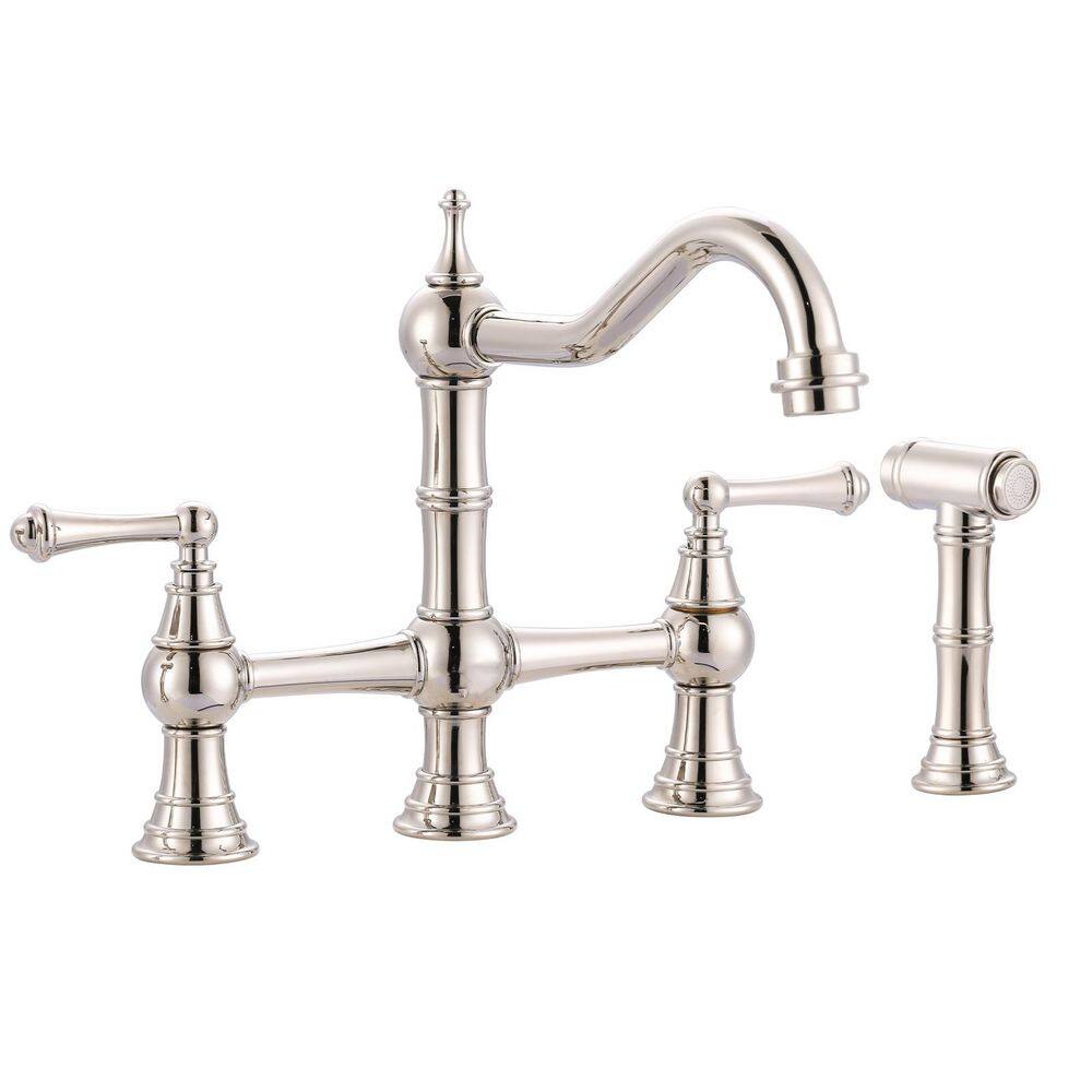 ARCORA Double Handle Bridge Kitchen Faucet with Side Sprayer in ...