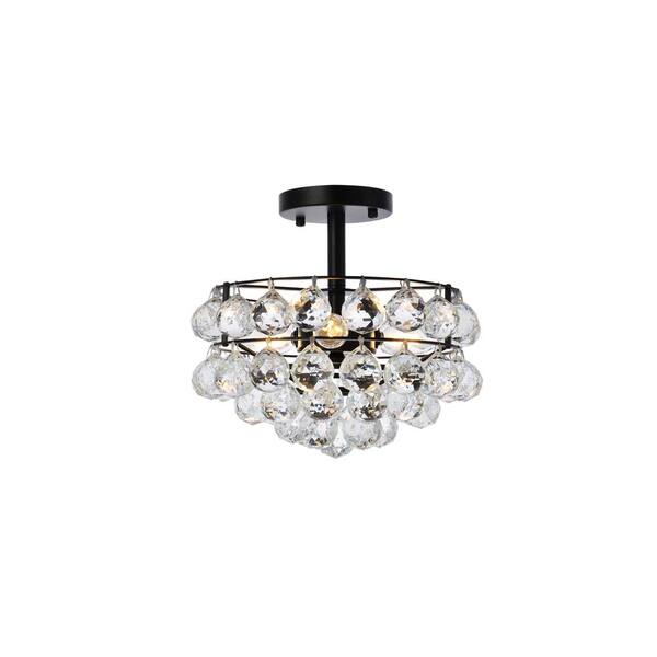 Timless Home 12 in. 3-Light Contemporary Black Flush Mount with No ...