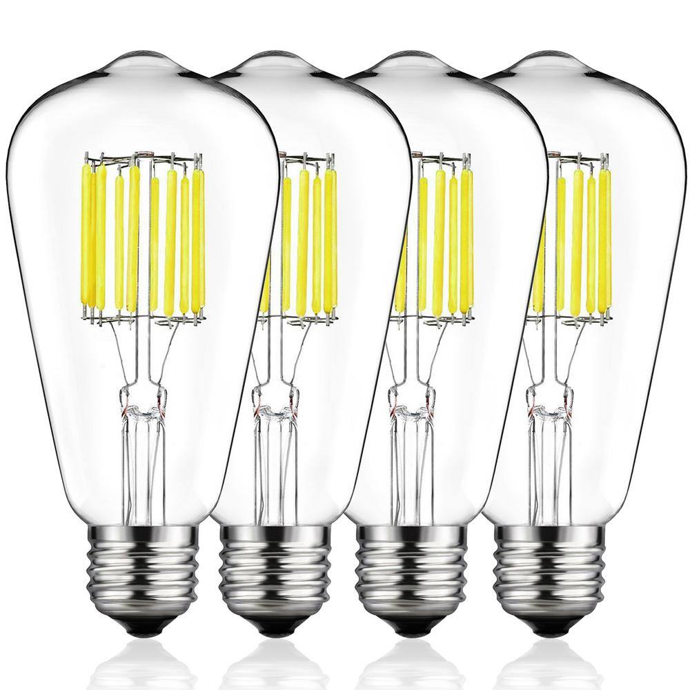 YANSUN 80-Watt Equivalent ST64 Vintage Edison LED Light Bulb in 4000K ...
