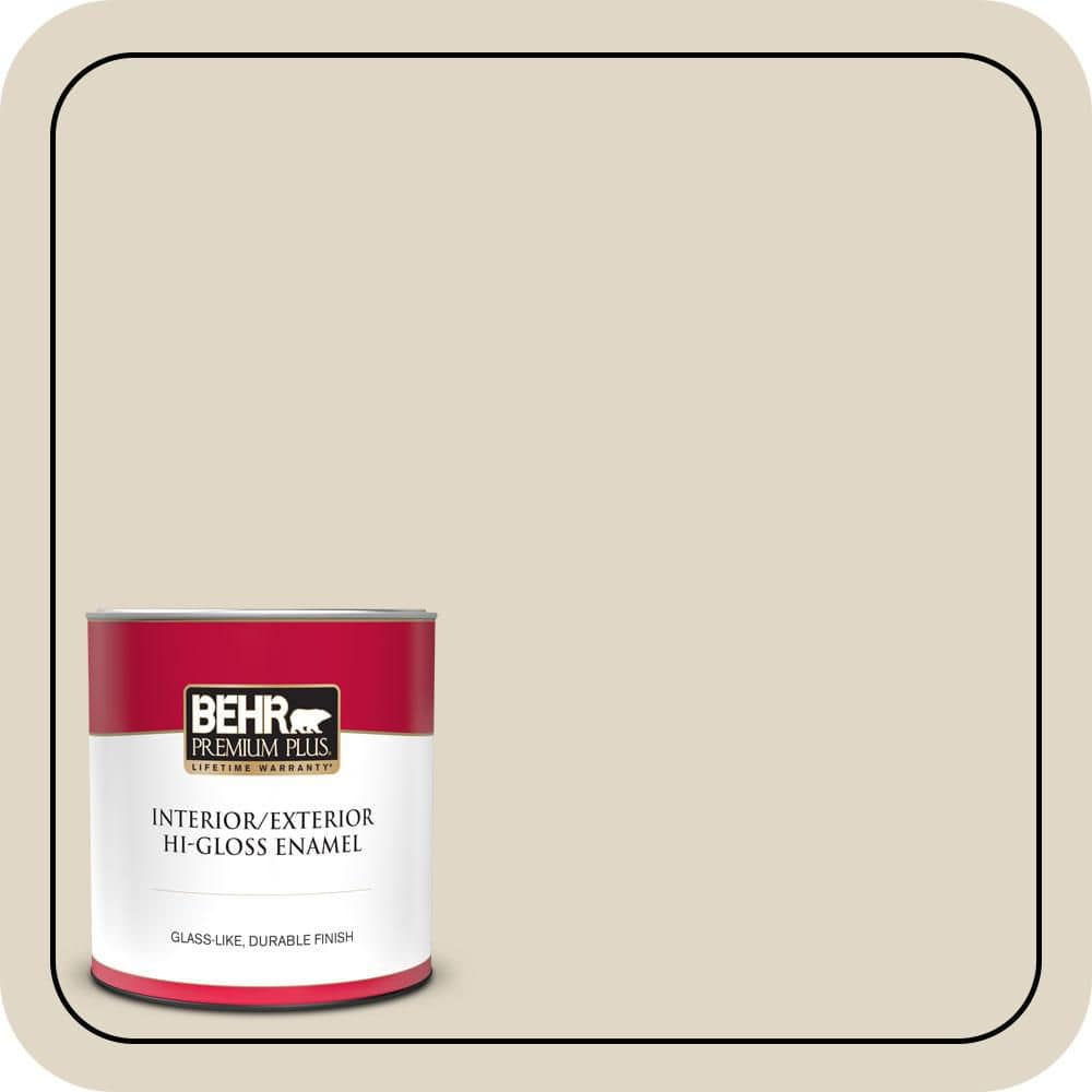 BEHR PREMIUM PLUS 1 qt. #YL-W13 Sentimental Beige Hi-Gloss Enamel ...