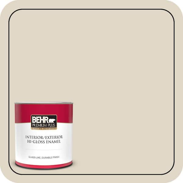BEHR PREMIUM PLUS 1 qt. #YL-W13 Sentimental Beige Hi-Gloss Enamel ...