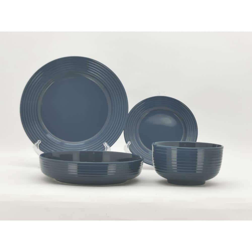 Home Decorators Collection Basic Ribbed Edge 16-Piece Stoneware ...