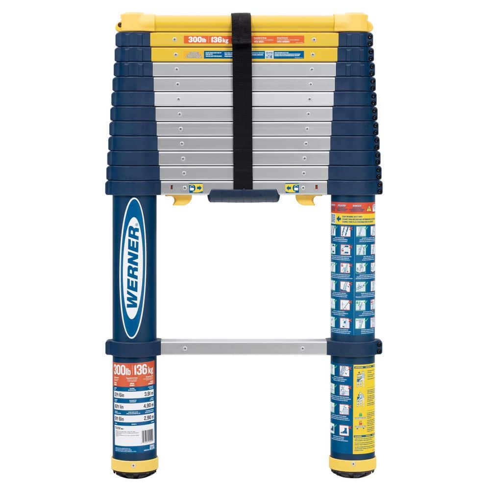 Werner 12.5 ft. Aluminum Telescoping Extension Ladder with 300 lbs ...