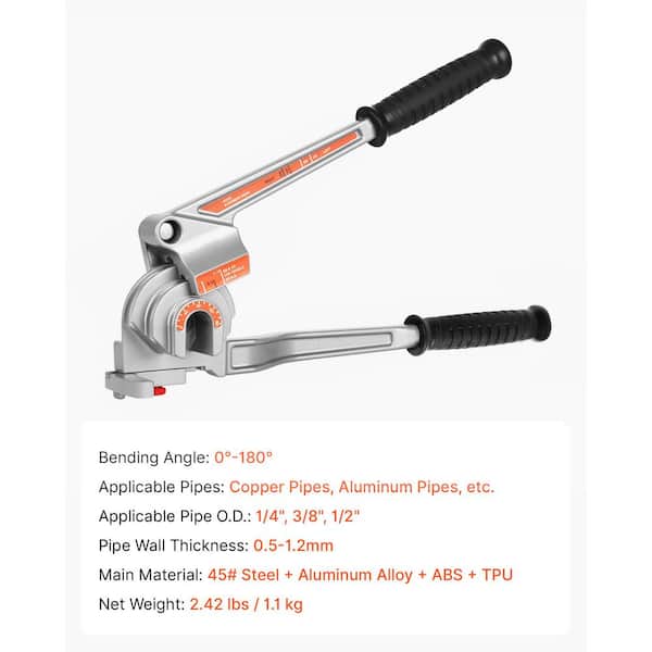 VEVOR 3 in 1 Pipe Bender 1/4 in. to 1/2 in. Manual Level Tube Bender 0 ...