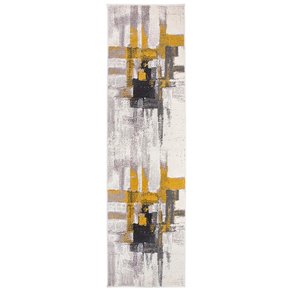 World Rug Gallery Modern Contemporary Abstract Design Gold 2 ft. x 10 ...
