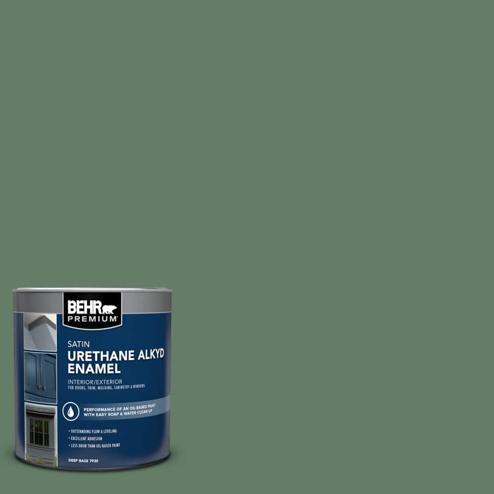 BEHR PREMIUM 1 qt. #S410-6 Greener Pastures Satin Enamel Urethane Alkyd ...