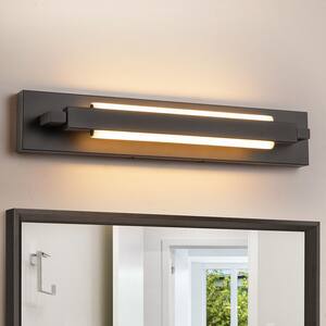 RRTYO Veturia 23.6 in. 1-Light Modern Black Linear Rotatable Integrated ...