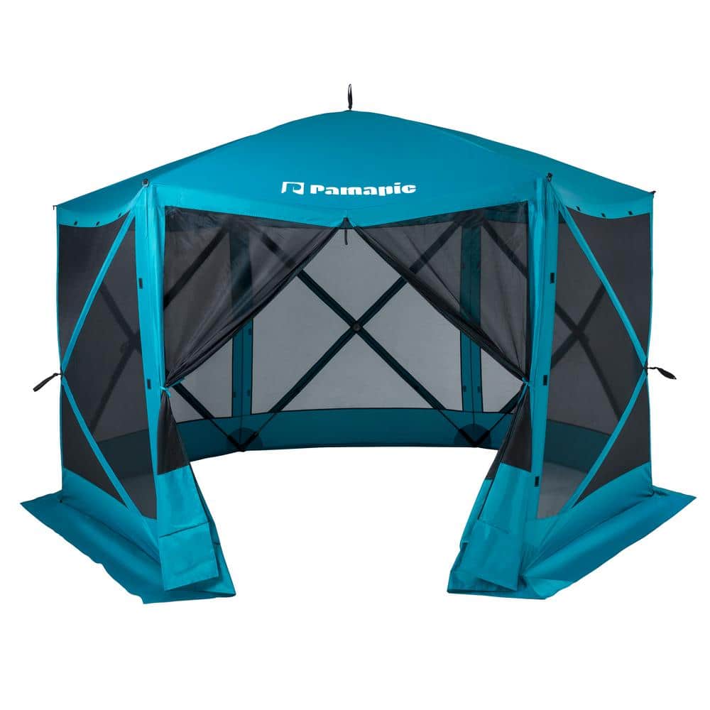 PamaPic 12 ft. x 12 ft. Outdoor Green Portable 6 Sided Pop-Up ...