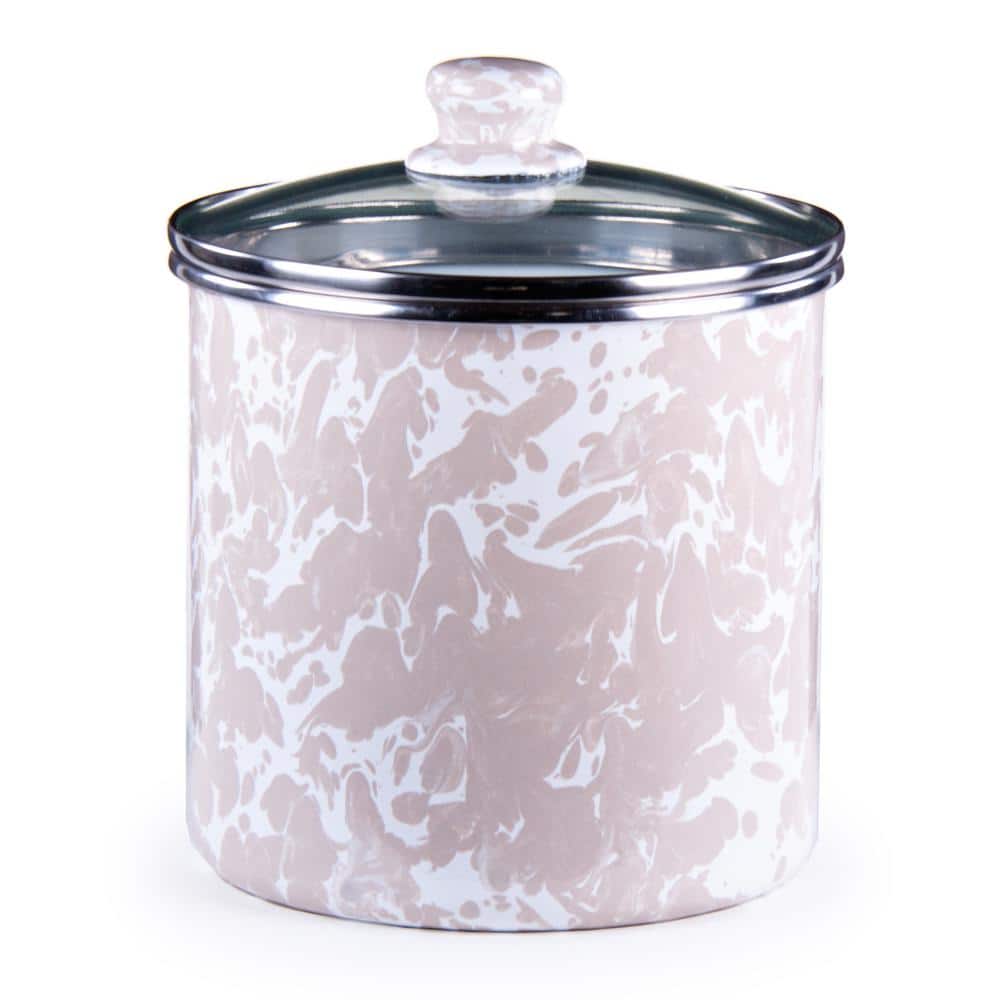 Golden Rabbit Taupe Swirl Porcelain-coated Steel Enamelware Canister ...