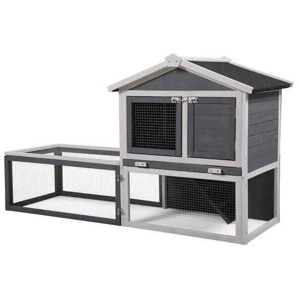 Runesay 2-Tier Rabbit Hutch with Large Removable Run Outdoor Bunny Cage ...