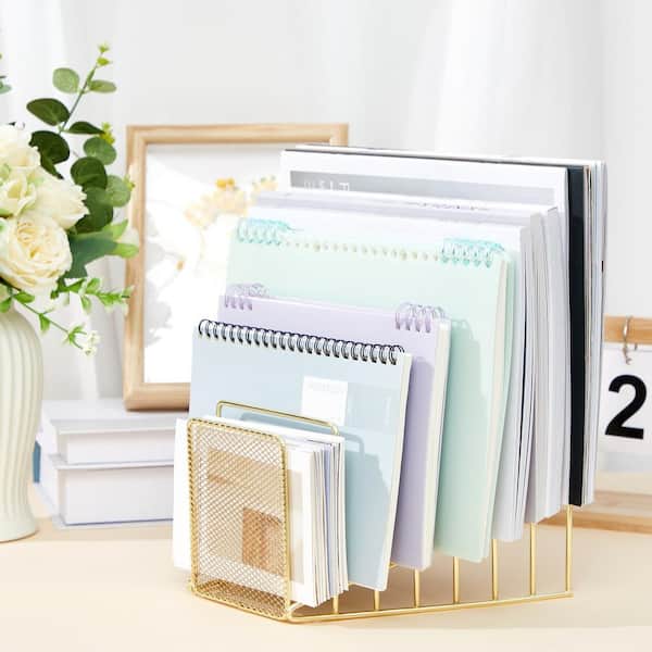 6.3 in. x 7.8 in. 2-Piece 7 Slot Incline File Sorter Metal Wire Mesh ...