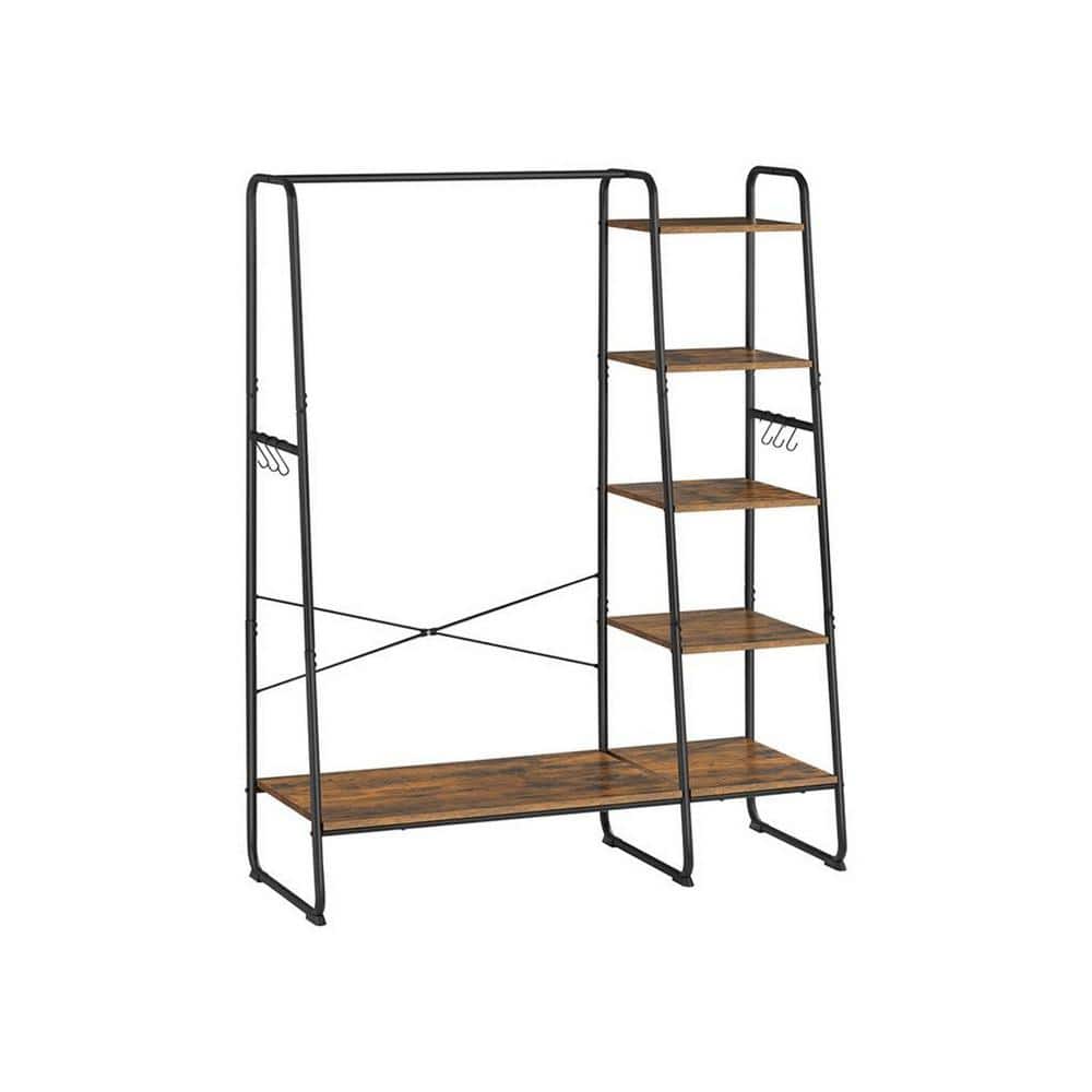 Benjara Brown and Black Particleboard and Steel Clothes Rack 17.72 in ... Benjara Brown and Black Particleboard and Steel Clothes Rack 17.72 in ...