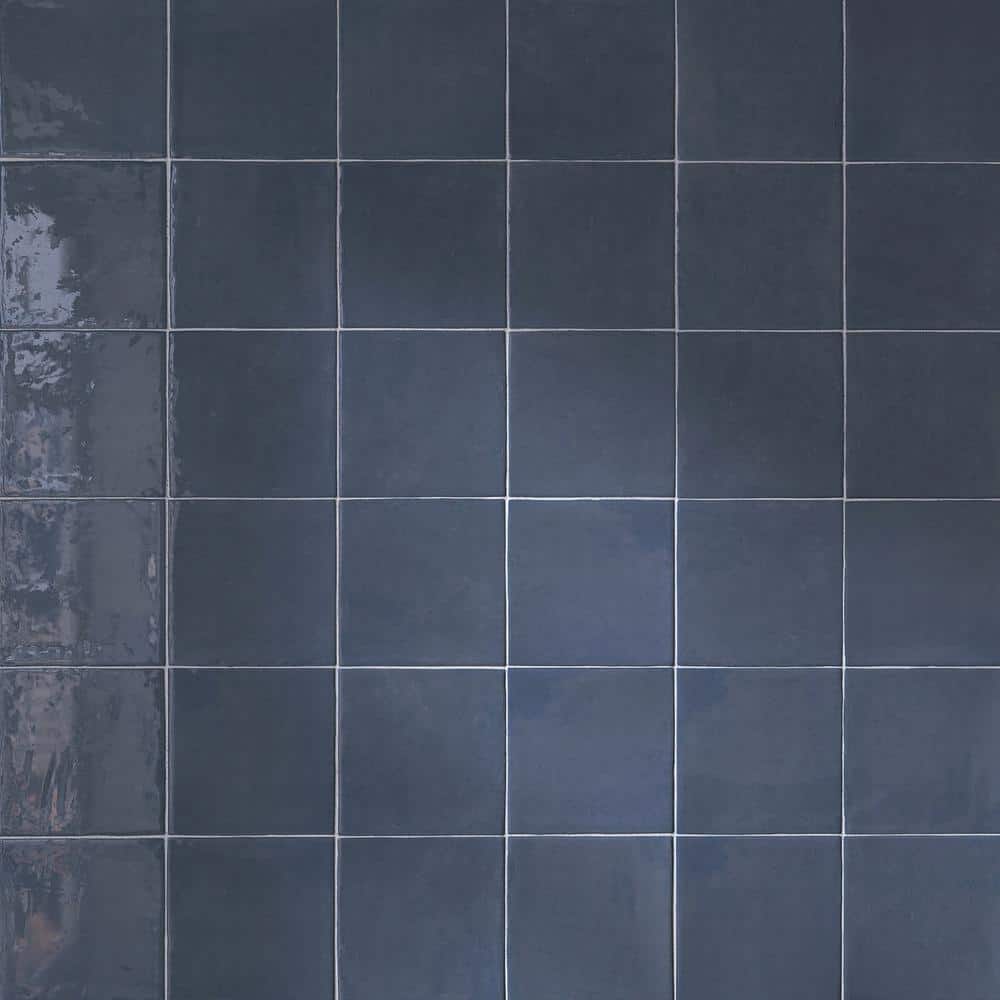 MOLOVO New Country Deep Blue 5.9 in. x 5.9 in. Polished Ceramic Tile ...