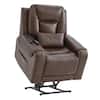 SPRUCE & SPRING Leopoldine Brown Genuine Leather Power Lift Recliner ...