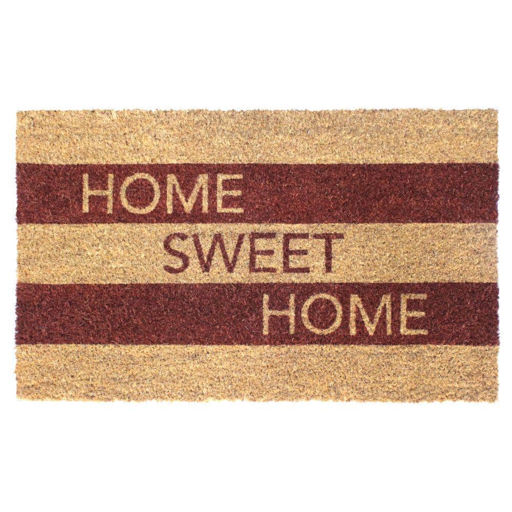RugSmith Welcome Home Sweet Home Brown Stripe 18 in. x 30 in. Coir Non ...