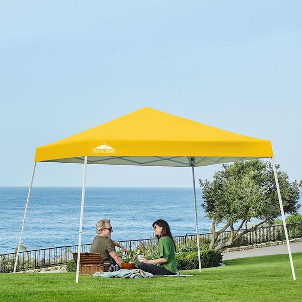 EAGLE PEAK 10 ft. W x 10 ft. D Slant Leg Pop-Up Canopy Tent E64EPT-YLW ...